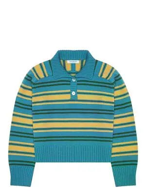 Calle Del Mar Striped Knit Polo - Blue