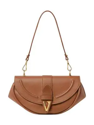 Versace Virtus Leather Shoulder Bag - Brown