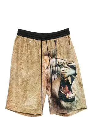 MASTERMIND WORLD Lion-print Drawstring Shorts - Neutrals