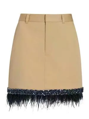 Cinq À Sept Feather-trim Mini Skirt - Neutrals