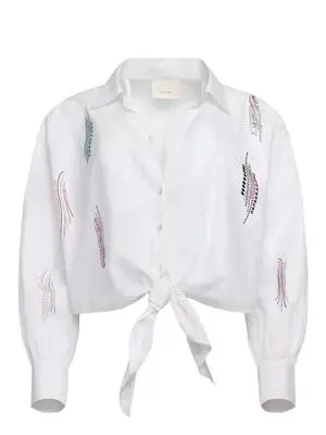 Cinq À Sept Marianna Paillette Whirl Tied Shirt - White