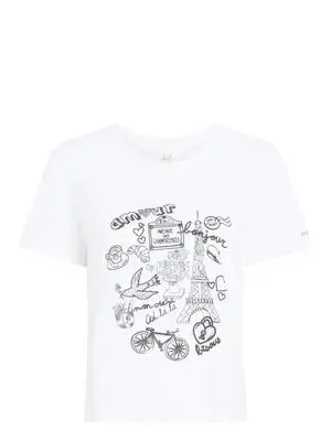 Cinq À Sept Rhinestone Doodle Shrunken T-shirt - White