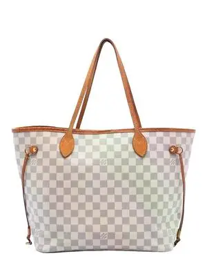 LOUIS VUITTON Damier Azur Neverfull Mm Tote Bag - White