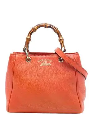 Gucci Gucci Mini Calfskin Bamboo Shopper Satchel Orange