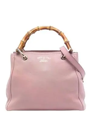 Gucci Small Calfskin Bamboo Shopper Satchel - Pink