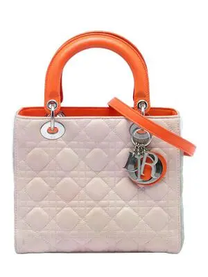 Dior 2014 Medium Tricolor Cannage Lady Satchel - Pink