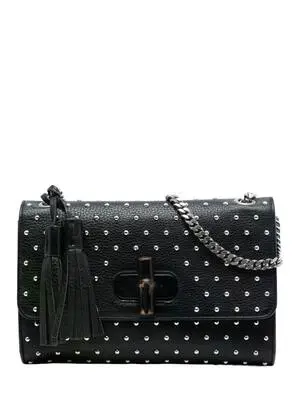 Gucci Medium Studded Leather Miss Bamboo Crossbody Bag - Black
