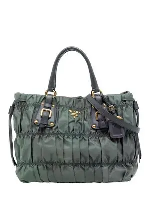 Prada Tessuto Gaufre Satchel - Green