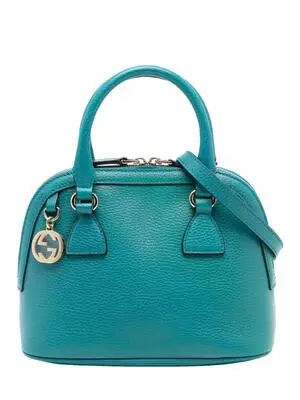 Gucci Mini Leather Gg Charm Dome Satchel - Blue