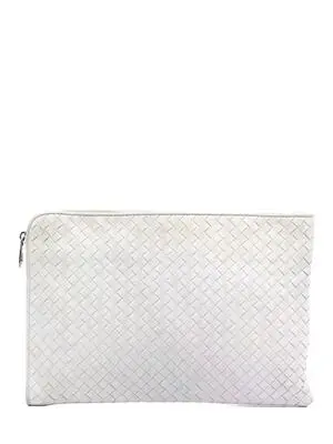 Bottega Veneta Nappa Intercciato Clutch Bag - White