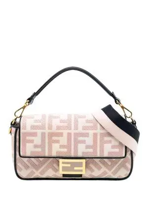 Fendi Zucca Embroidered Canvas Baguette Satchel - Pink