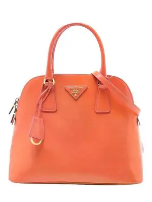 Prada Small Saffiano Vernice Promenade Satchel - Orange