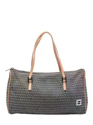 Fendi 2000-2010 Micro Zucchino Canvas Bauletto Handbag - Brown