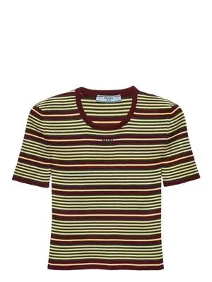 Prada Striped Cotton Sweater - Green