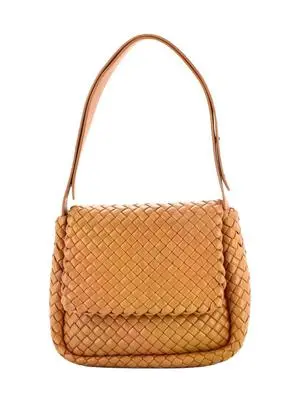 Bottega Veneta Cobble Flap Padded Intrecciato Leather Small Shoulder Bag - Neutrals