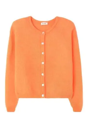 American Vintage Buttoned Ribbed Cardigan - Orange