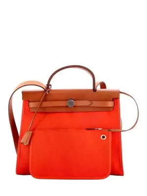 Hermès Herbag Zip 31 Shoulder Bag Leather And Toile - Orange