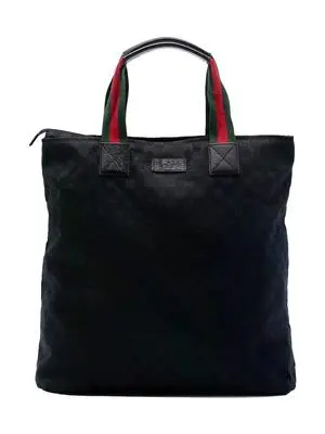 Gucci Gg Canvas Web Tote Bag - Black