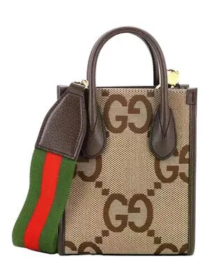 Gucci Vertical Tote Jumbo Gg Canvas Mini Crossbody Bag - Brown