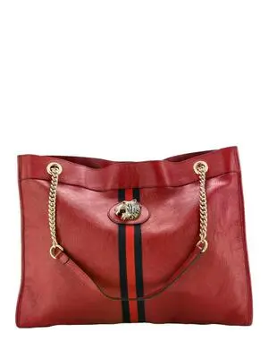Gucci Rajah Chain Leather Large Tote Bag - Red