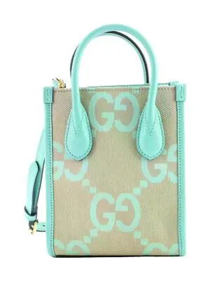 Gucci Vertical Tote Jumbo Gg Canvas Mini Crossbody Bag - Green