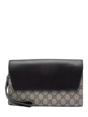 Gucci Gg Supreme Coated Canvas Clutch - Brown
