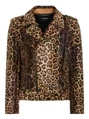 Dolce & Gabbana Leopard-print Zipped Jacket - Brown