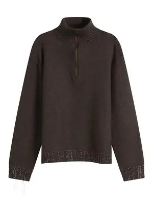 MAISON MARGIELA Wool Distressed Half Zip Knit