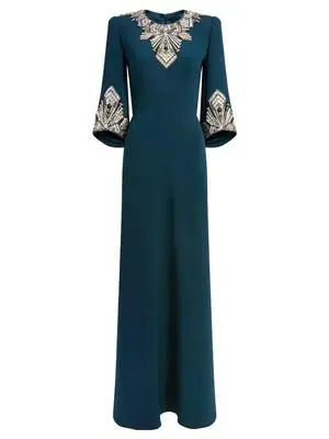 Jenny Packham Ice Cascade Embellished Gown - Blue