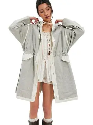 Free People Margo Oversized Zip-up - Heather Grey