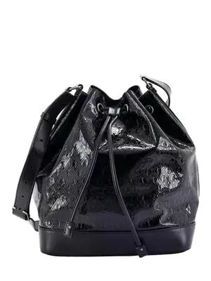 Saint Laurent Le Monogramme All Over Embossed Leather Medium Bucket Bag - Black