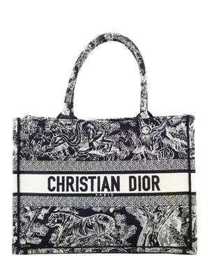 Dior Book Embroidered Canvas Medium Tote Bag - Blue