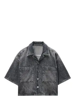 Alexander Wang Cropped Cotton Shirt - Grey