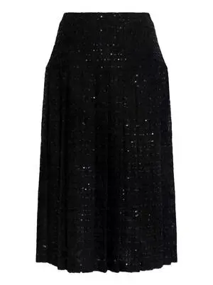 Alessandra Rich Sequin Slit Pleated Skirt - Black