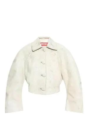 DIESEL® Raya" Cropped Leather Jacket With Cocoon Sleeves - Neutrals