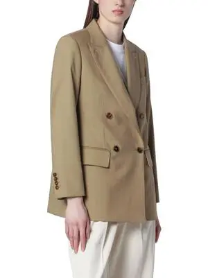 Max Mara Camel Wool-blend Double-breasted Jacket - Beige