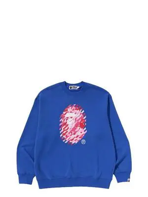 A BATHING APE Abc Camo Ape Head Relaxed Fit Crewneck Sweatshirt - Blue