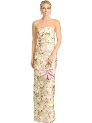 Sachin & Babi Sophia Printed Stretch Mikado Gown - Pewter Camellia