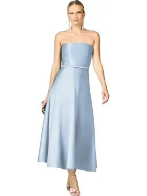 Sachin & Babi Darian Strapless Silk Gazar Tea-Length Dress Glacial Blue