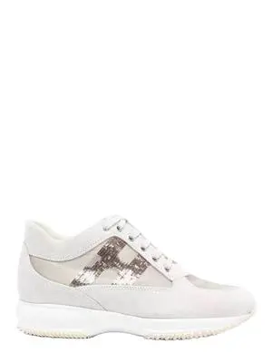 Hogan Sequin-embellished Suede Sneakers - Grey