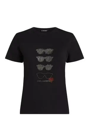 Karl Lagerfeld Rhinestone Sunglasses T-shirt - Black