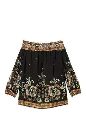 TWINSET Printed Off-shoulder Blouse - Black