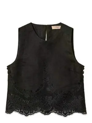 TWINSET Lace-detail Top - Black