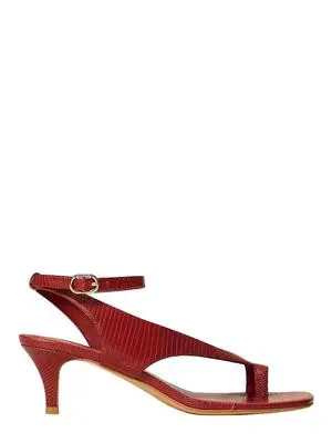 TWINSET Lizard-effect Toe Post Sandals - Red