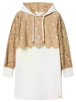 TWINSET Lace-detailed Hooded Dress - White
