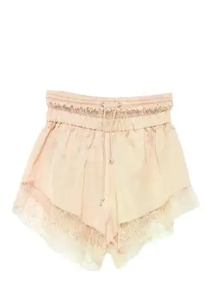 PNK Lace-trim Drawstring Shorts - Neutrals