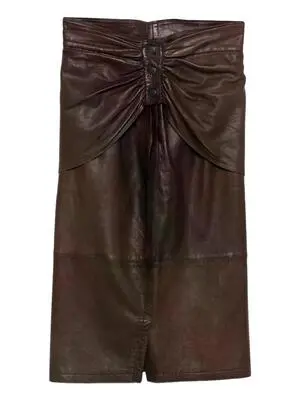 Versace 1980s Leather Midi Skirt - Brown