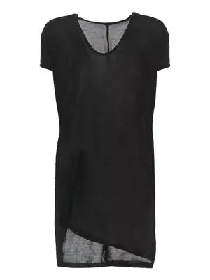 Rick Owens Temple Hiked V-neck T-shirt - Black