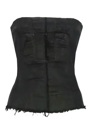 Rick Owens Bustier Top With Frayed Hem - Black