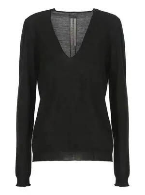 Rick Owens Temple V-neck Long-sleeve Sweater - Black